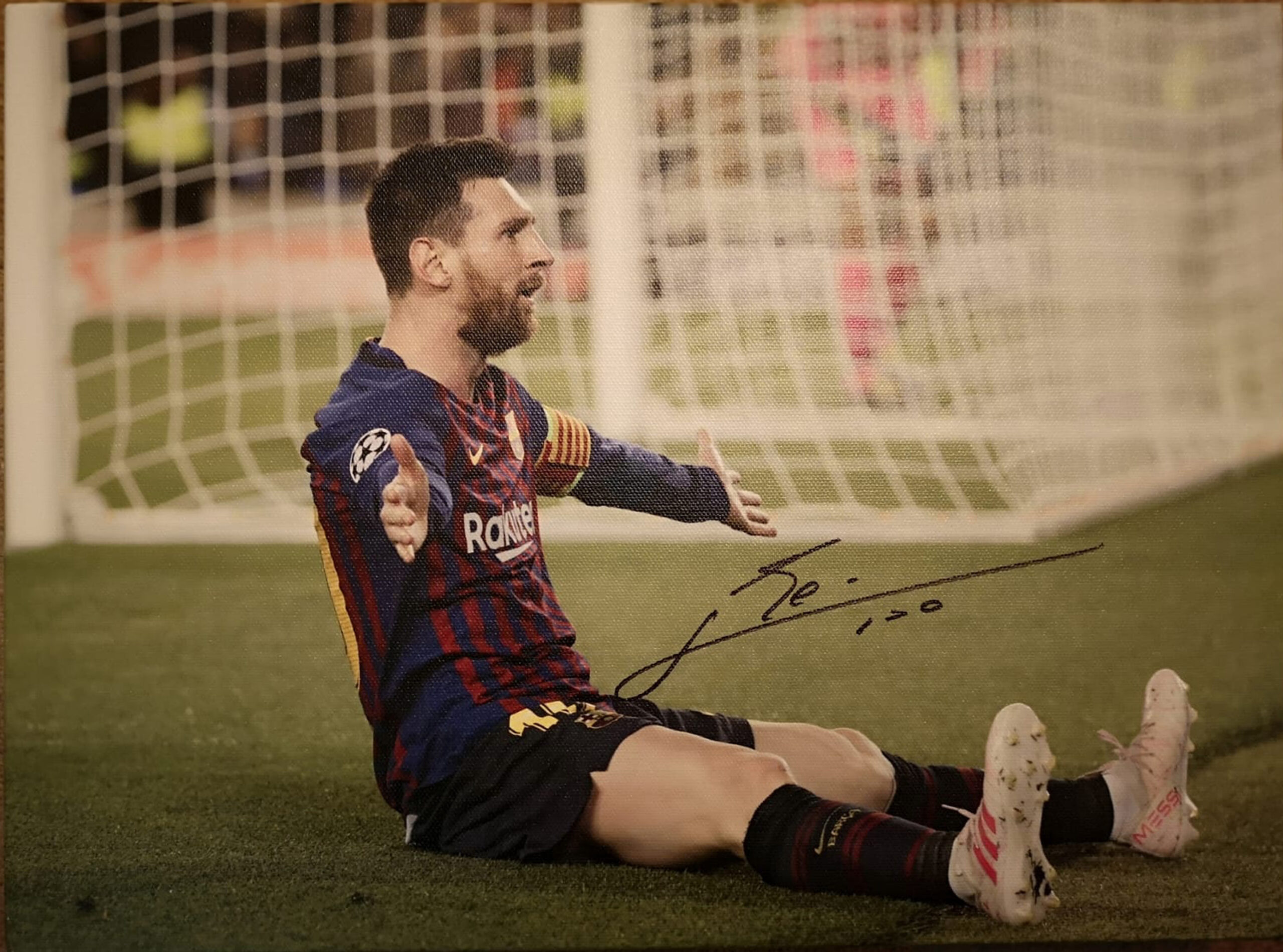 Messi Signed 600 Goals Canvas - Authentic Memorabilia